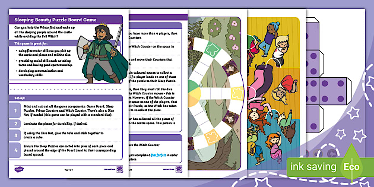 Sleeping Beauty Puzzle Board Game (teacher made) - Twinkl