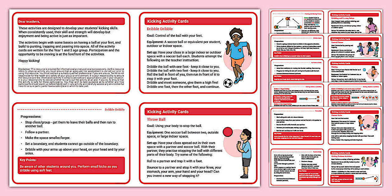 Year 1 and 2 PE Simple Skills Series - Kicking Activity Cards