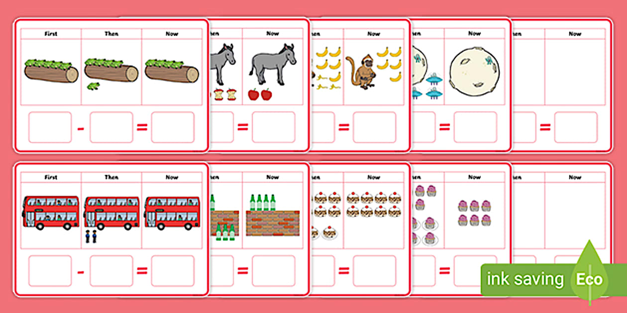 Editable First, Then, Now Subtraction Stories - Twinkl