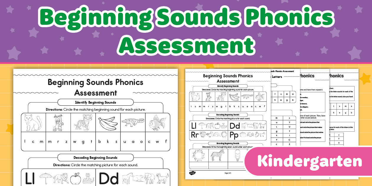 Kindergarten Beginning Sounds Phonics Assessment