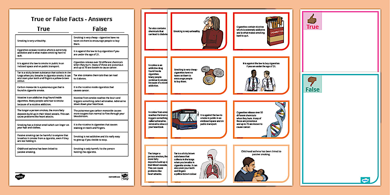 Older Learners: Smoking: True or False Fact Sorting Activity