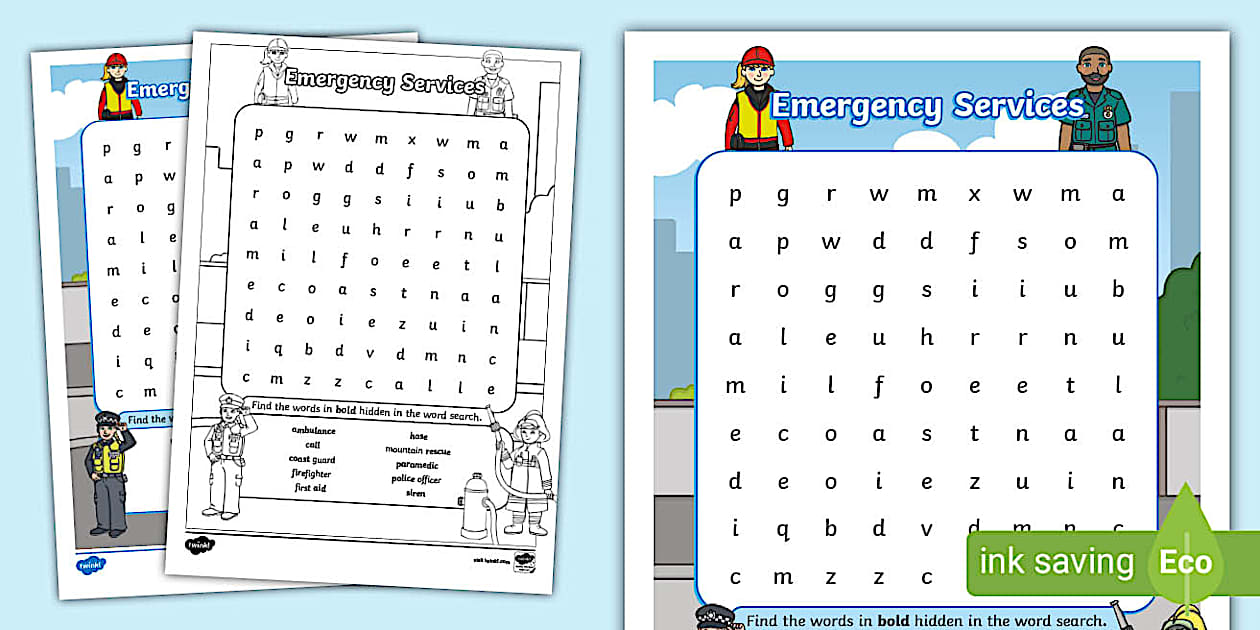 Emergency Services Word Search (Teacher-Made) - Twinkl