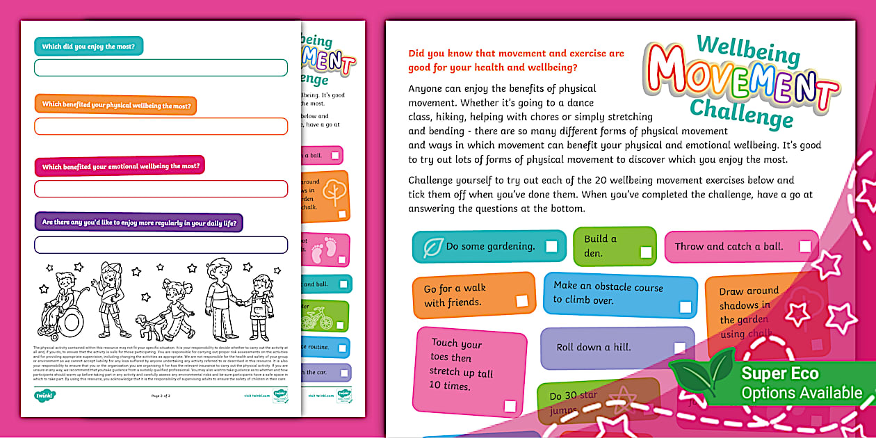 Wellbeing Movement Challenge (teacher made) - Twinkl