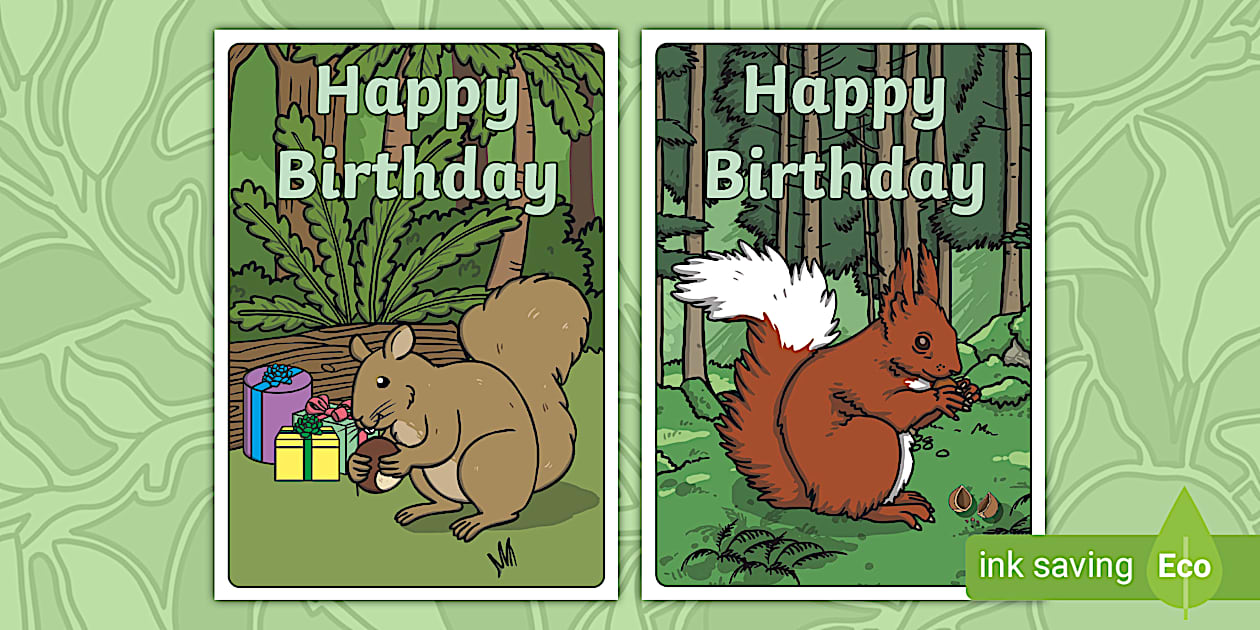 Squirrel Birthday Card (Teacher-Made) - Twinkl