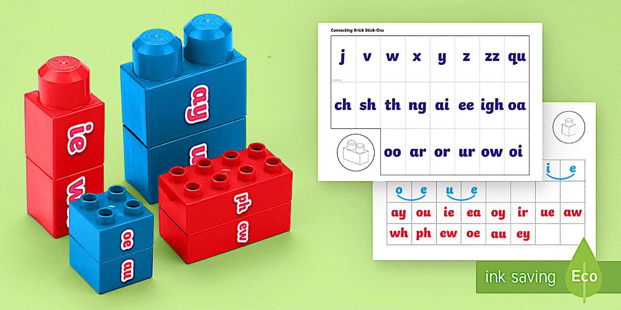 Phases 2 to 5 Phonics Matching Connecting Bricks Resource Pack