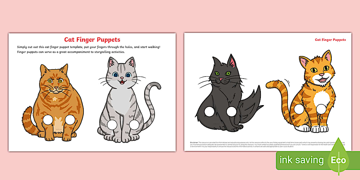Cat Finger Puppets (teacher made) - Twinkl