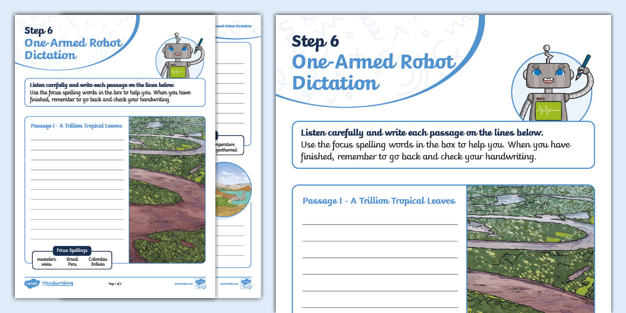 Twinkl Handwriting Scheme: Step 6 One-Armed Robot Dictation