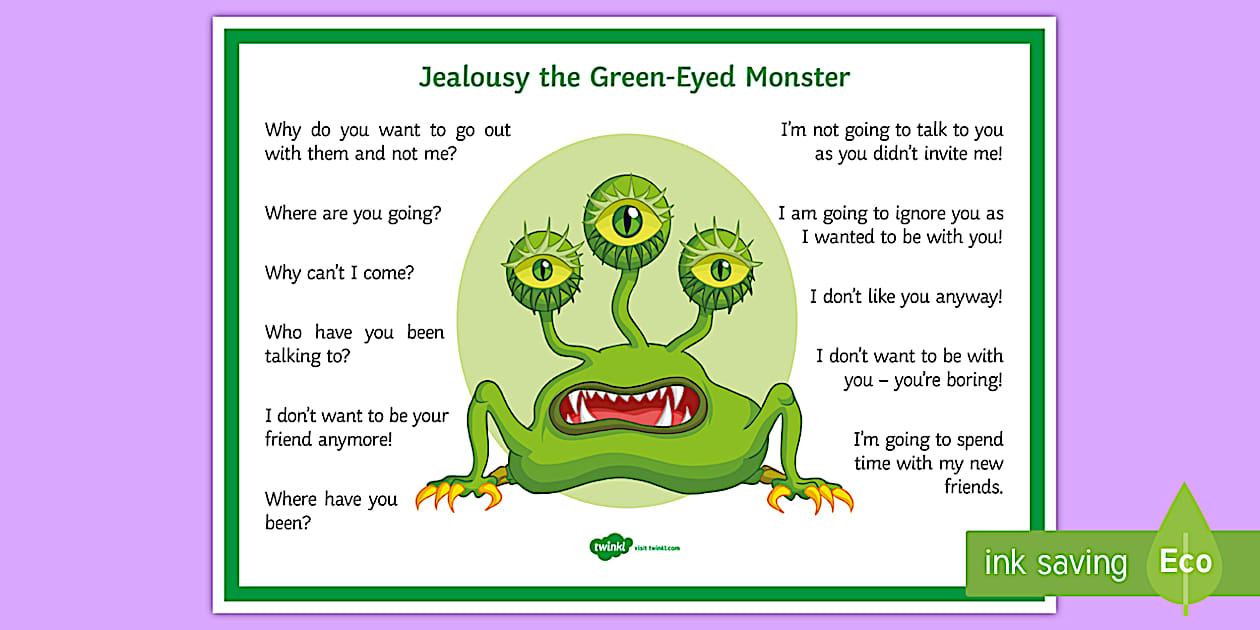 Jealousy the Green-Eyed Monster A4 Display Poster - Twinkl