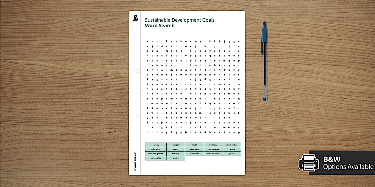 Sustainable Development Goals Word Search