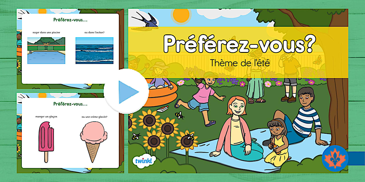 Would You Rather? Summer Themed PowerPoint French - Twinkl