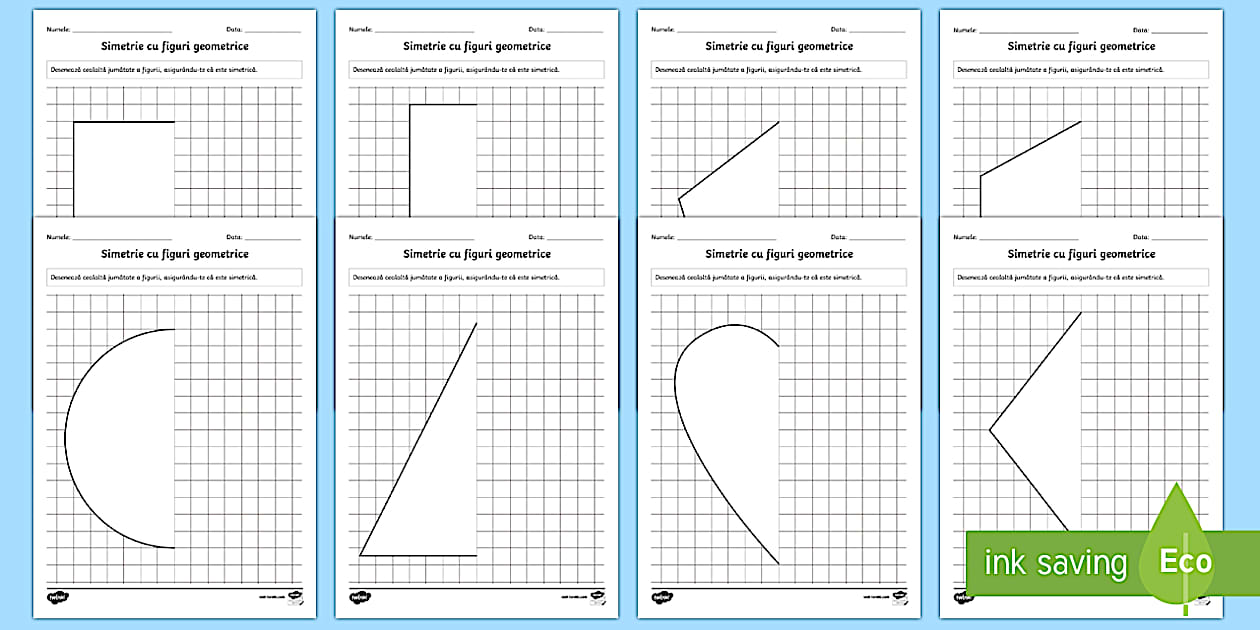 Simetrie cu figuri geometrice - Fișe de lucru - Twinkl
