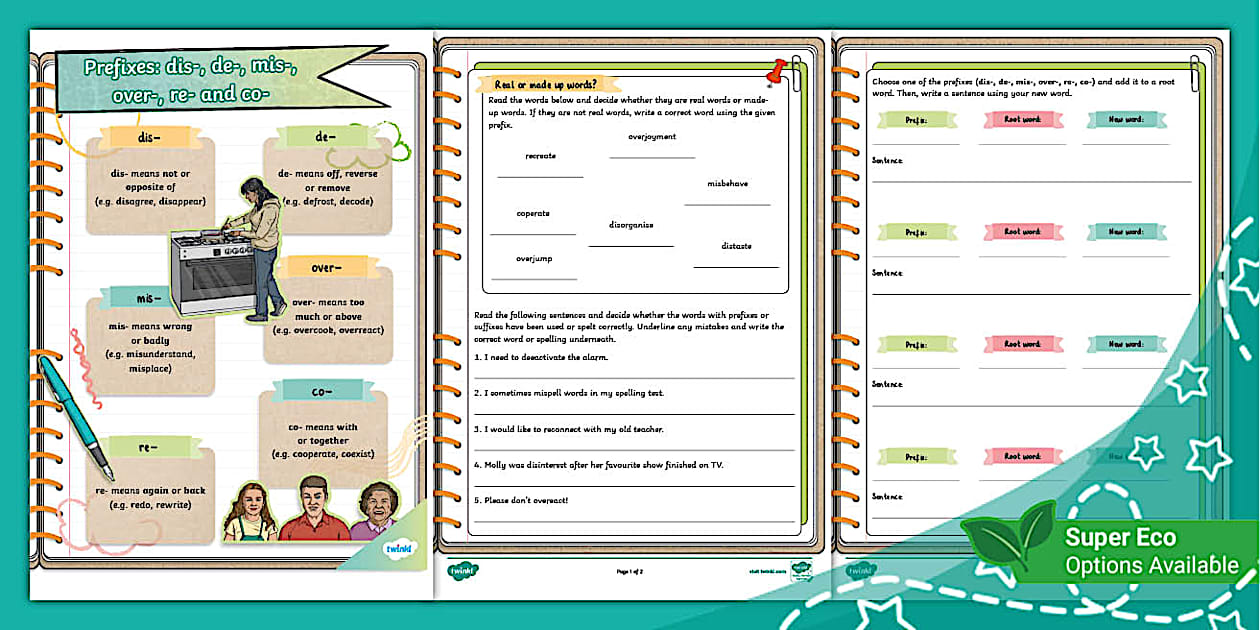 Prefixes: dis-, de-, mis-, over-, re- and co- (Ages 9 - 11)