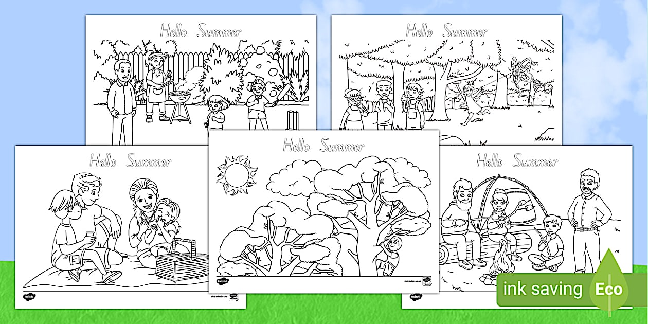 Hello Summer! Colouring Pages (teacher made) - Twinkl