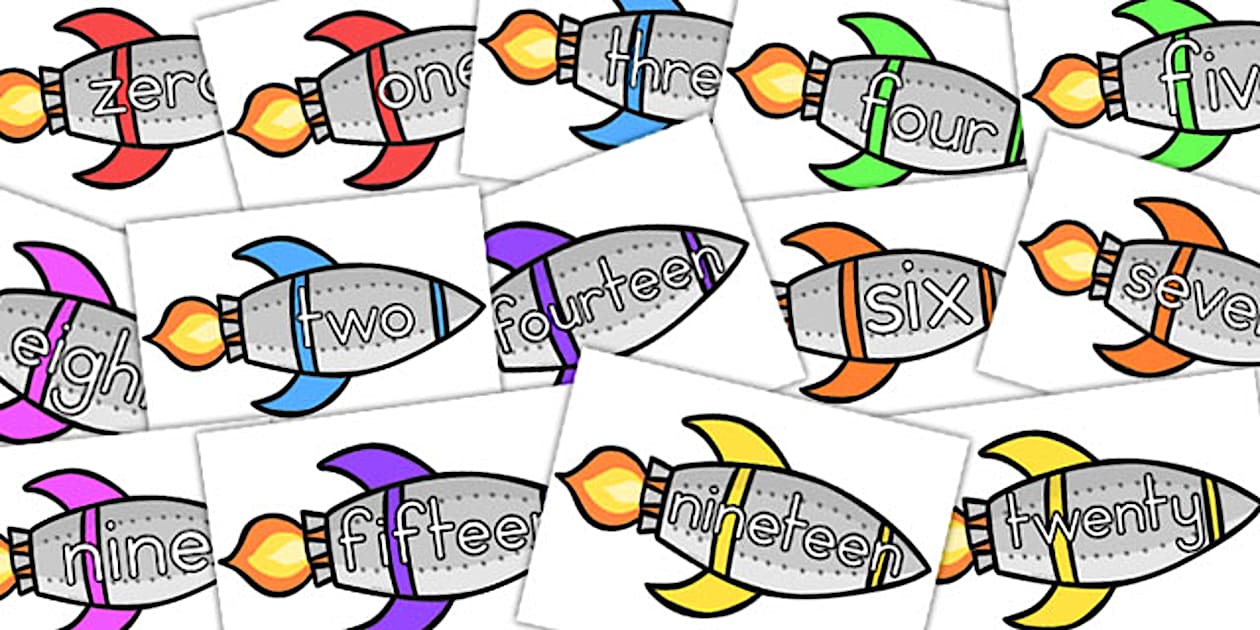 Number Word Rockets Red (Hecho por educadores) - Twinkl