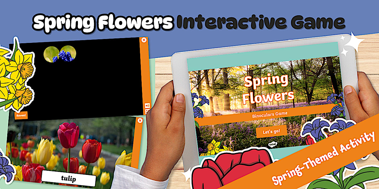 Spring Flowers Interactive Binoculars Game - Twinkl - KS1