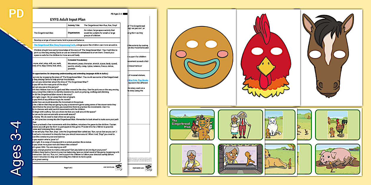 EYFS Gingerbread Man Run Run Stop Adult Plan Resource Pack