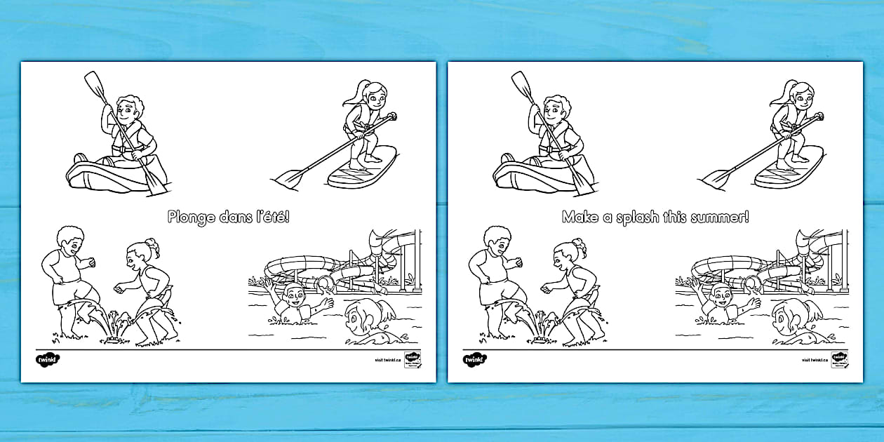 Summer Water Activities Colouring Page (Teacher-Made)