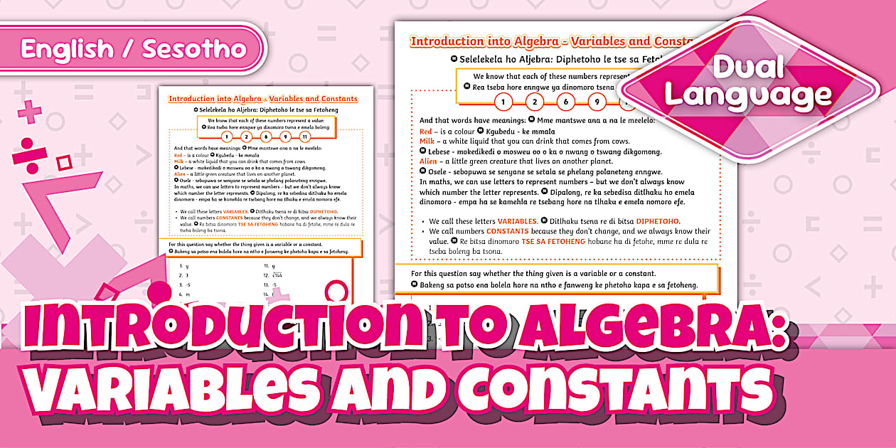 Introduction to Algebra – Variables and Constants