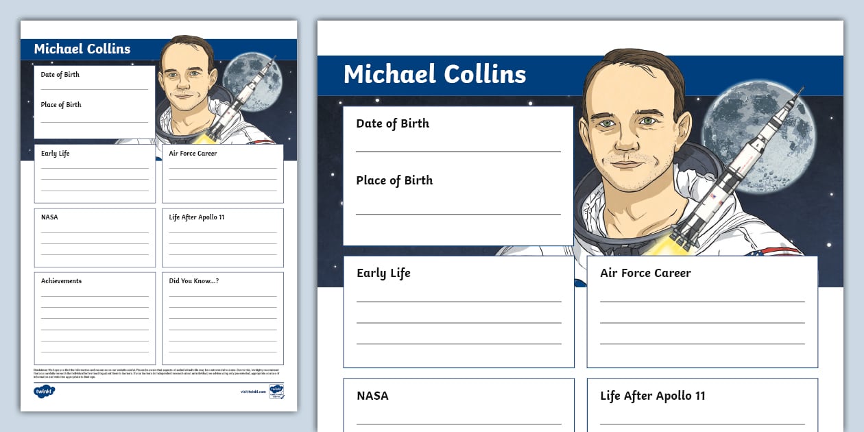 Michael Collins Fact File Template - Twinkl