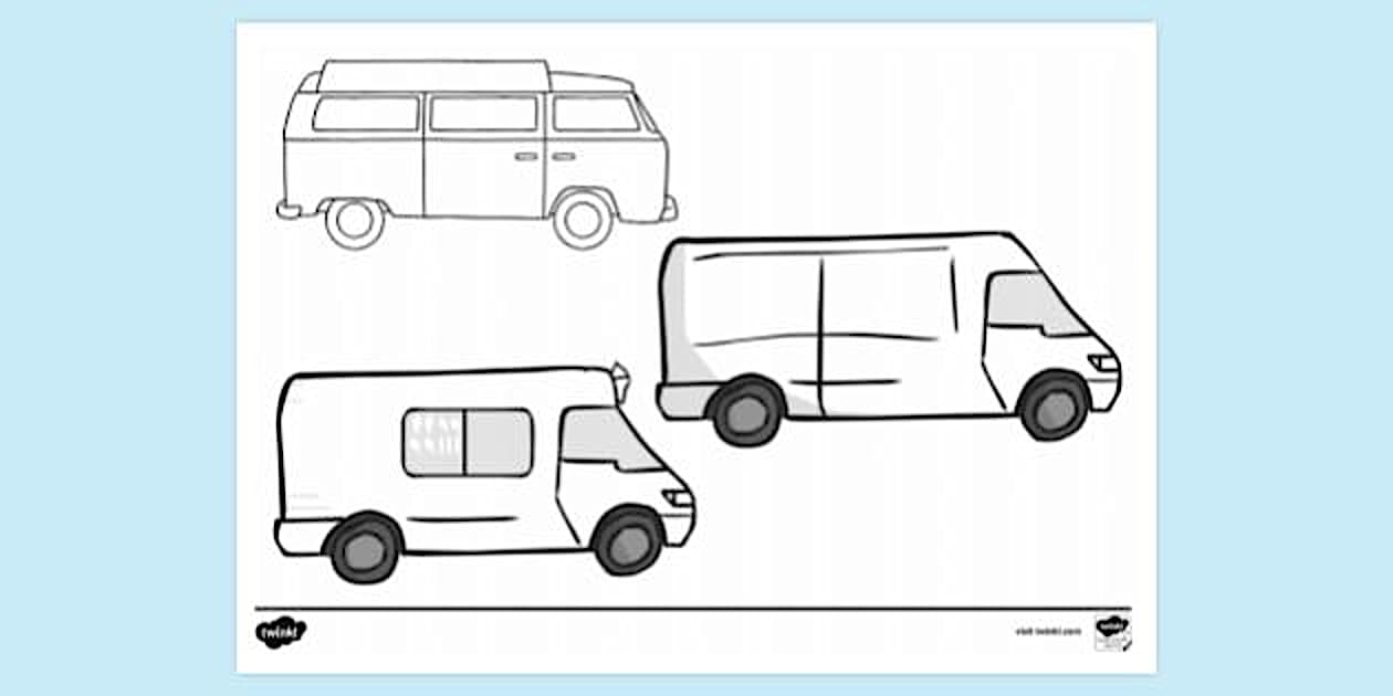 Van Colouring Page - Primary Resources (teacher made)