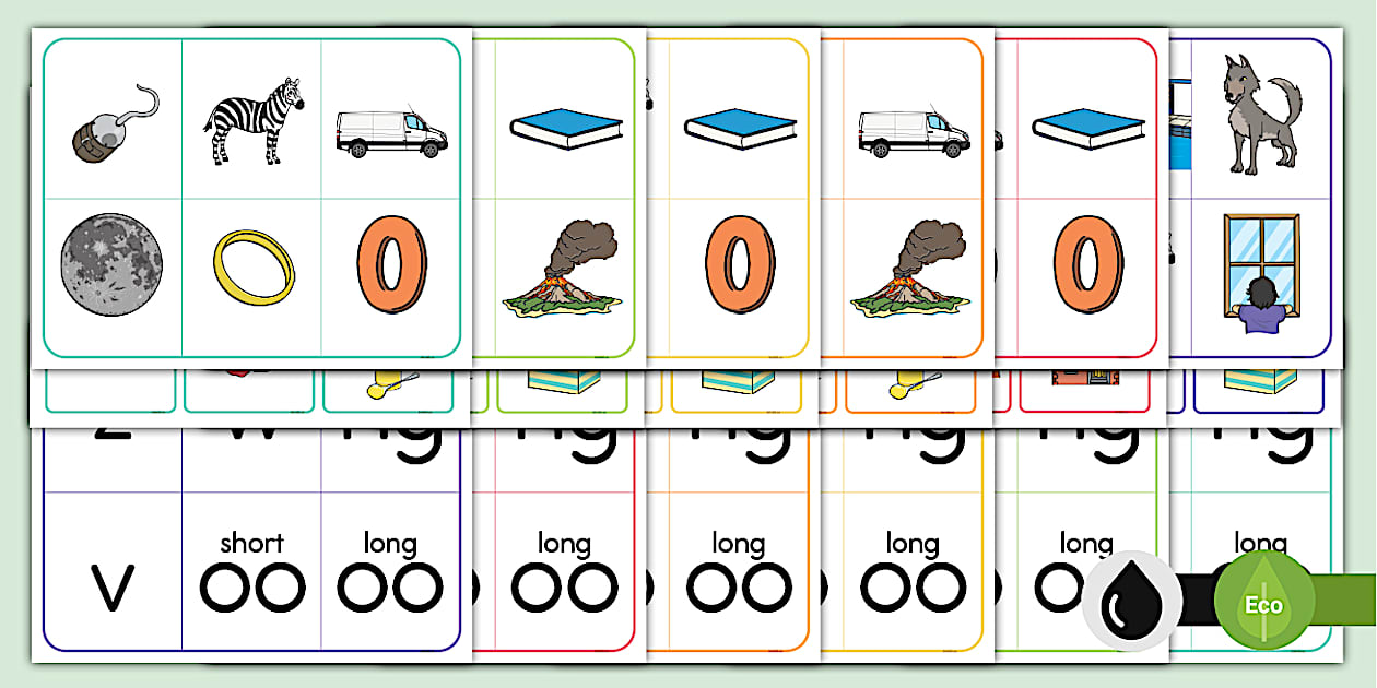 Phonics Canada: Group 5 (z,w, ng, v, short oo, long oo) Letter Sounds Bingo