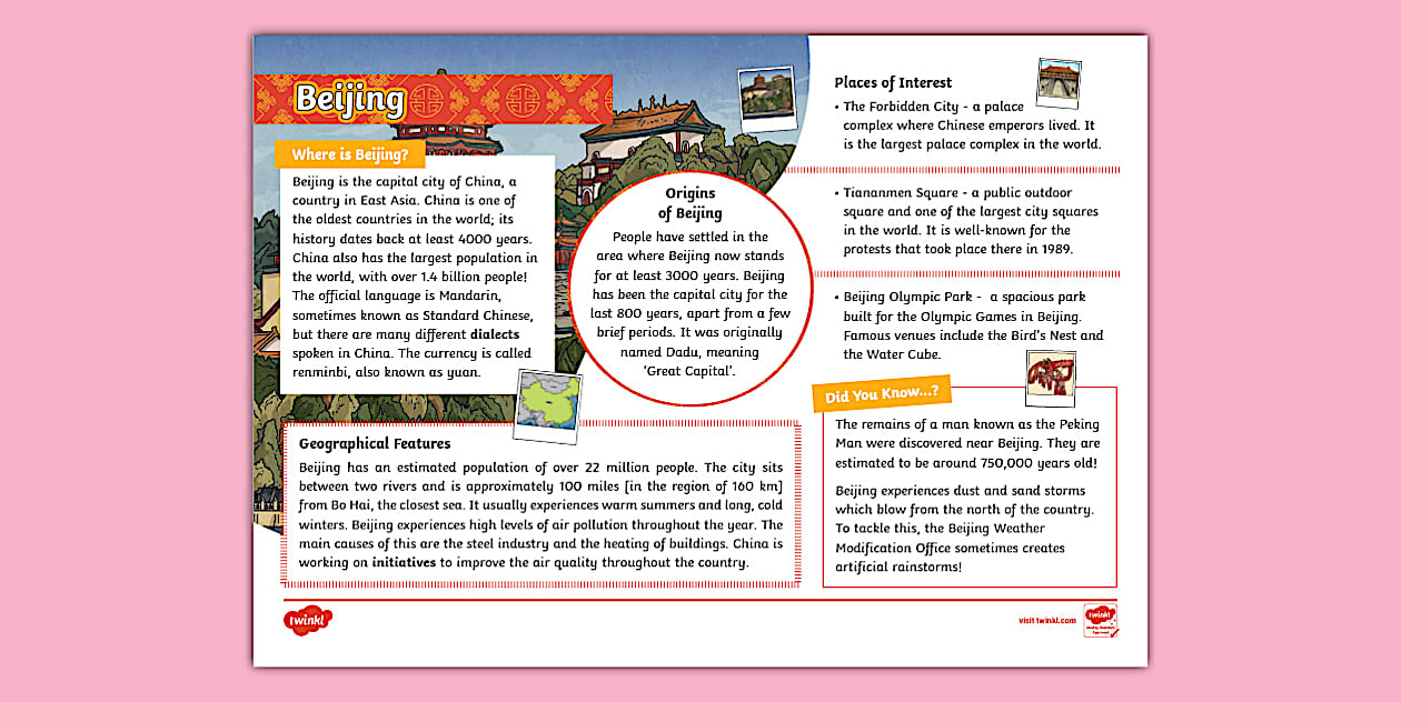 Beijing Fact File - Twinkl Geography Facts (Teacher-Made)