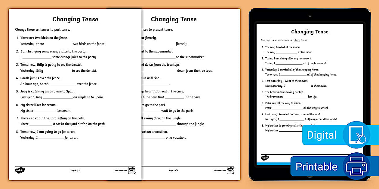 Changing Verb Tenses Worksheet | ELA Resources 3-5 | Twinkl
