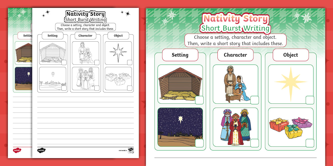 Nativity Story Short Burst Writing Template - Twinkl