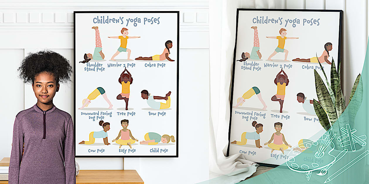 Children’s Yoga Poses Pastel Colours Poster
