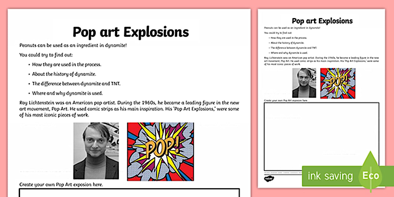 Pop Art Explosions Worksheet / Worksheet (teacher made)