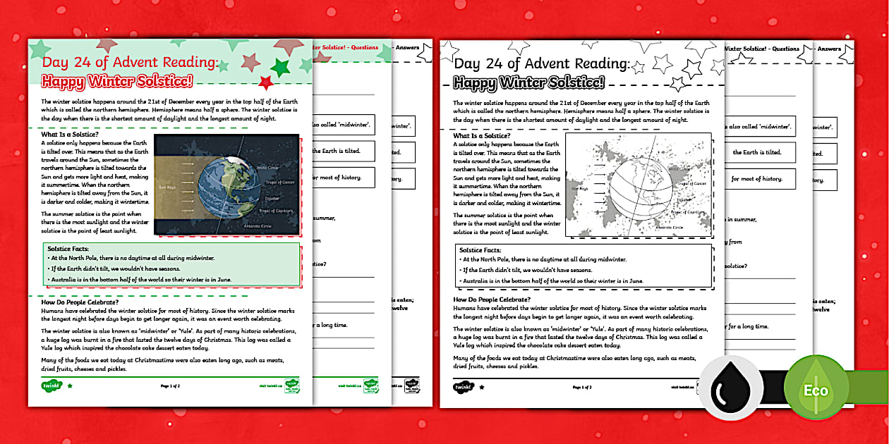 Day 24 of Advent Reading: Happy Winter Solstice! - Twinkl