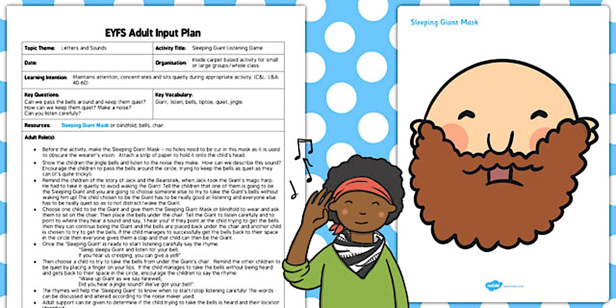 Sleeping Giant Listening Game EYFS Adult Input Plan Resource Pack