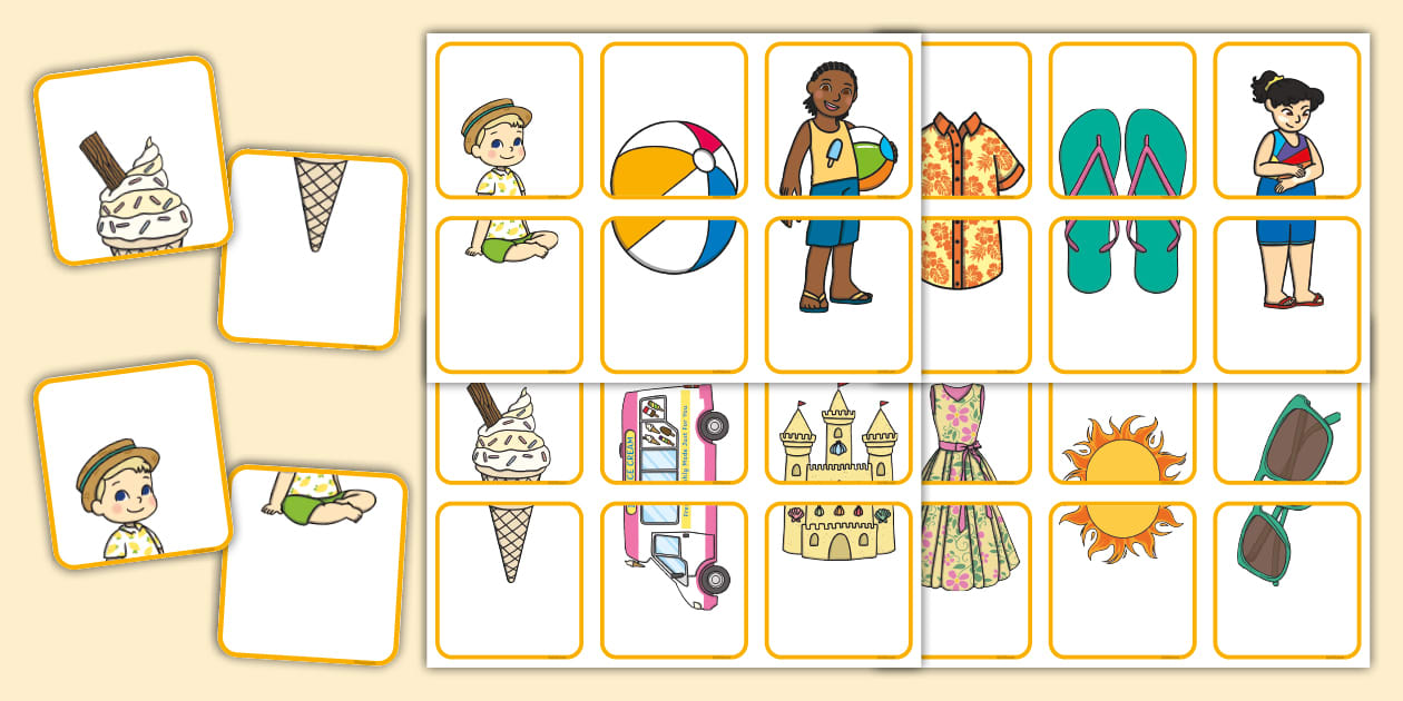 Summer Halves Matching Puzzle Game (teacher made) - Twinkl