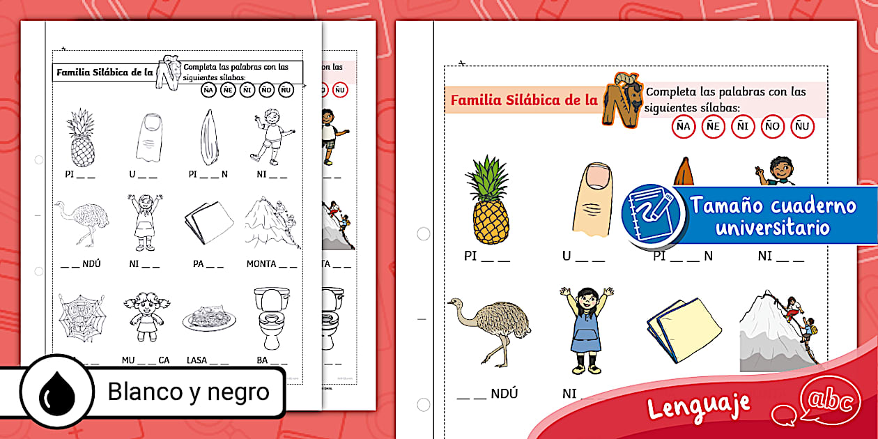 Guía de Trabajo | Sílabas - Ñ | letra ñ | Lenguaje | 1º