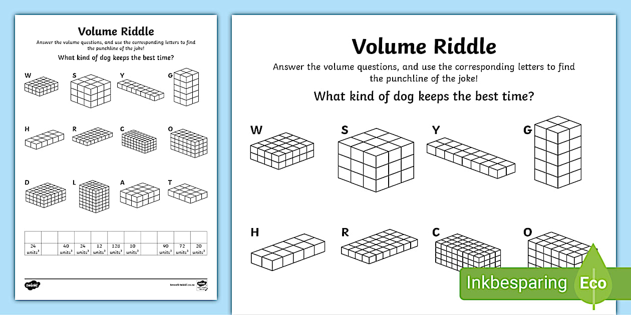 Volume Riddle Activity Sheet Using Cubes - Twinkl