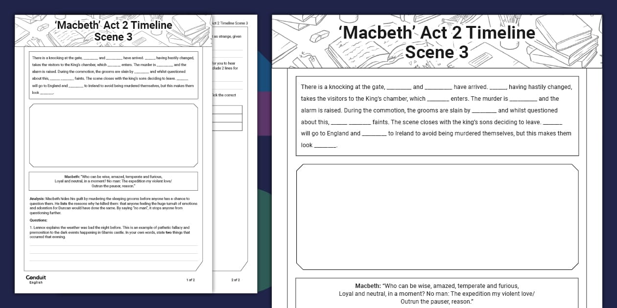 Macbeth Act 2 Scene 3 Timeline Activity Sheet (teacher made)