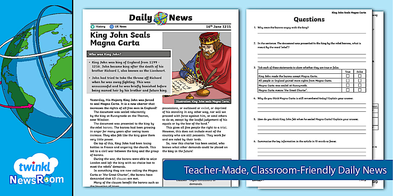 Magna Carta News For Children | Twinkl Resources - Twinkl