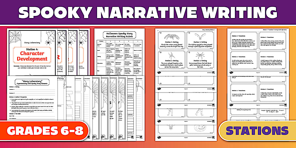 Halloween Spooky Story Writing Stations - Twinkl