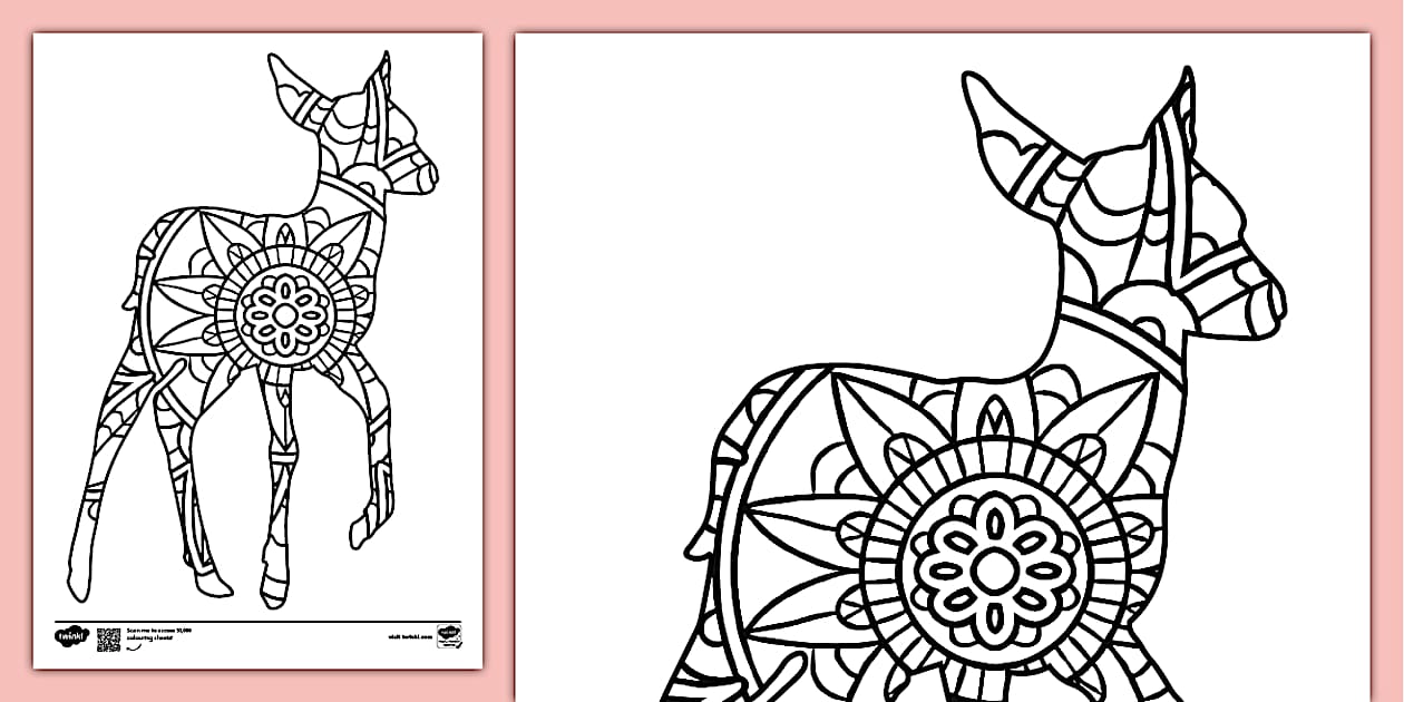 Deer Mandala Colouring Page (teacher made) - Twinkl
