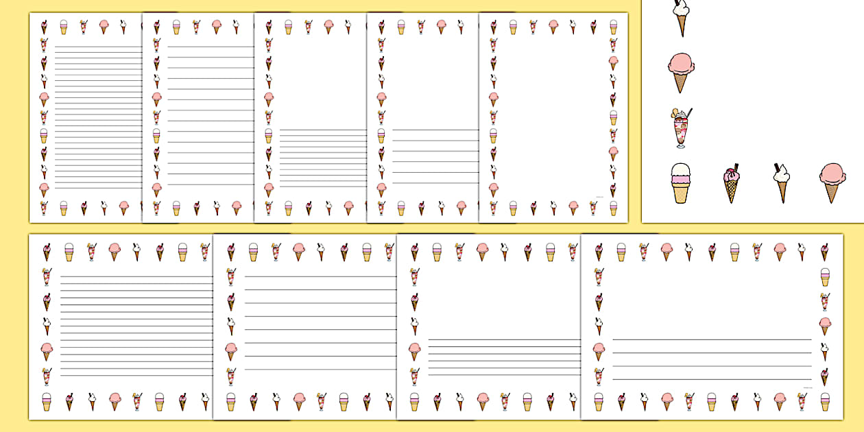 Ice Cream Page Borders (Teacher-Made) - Twinkl