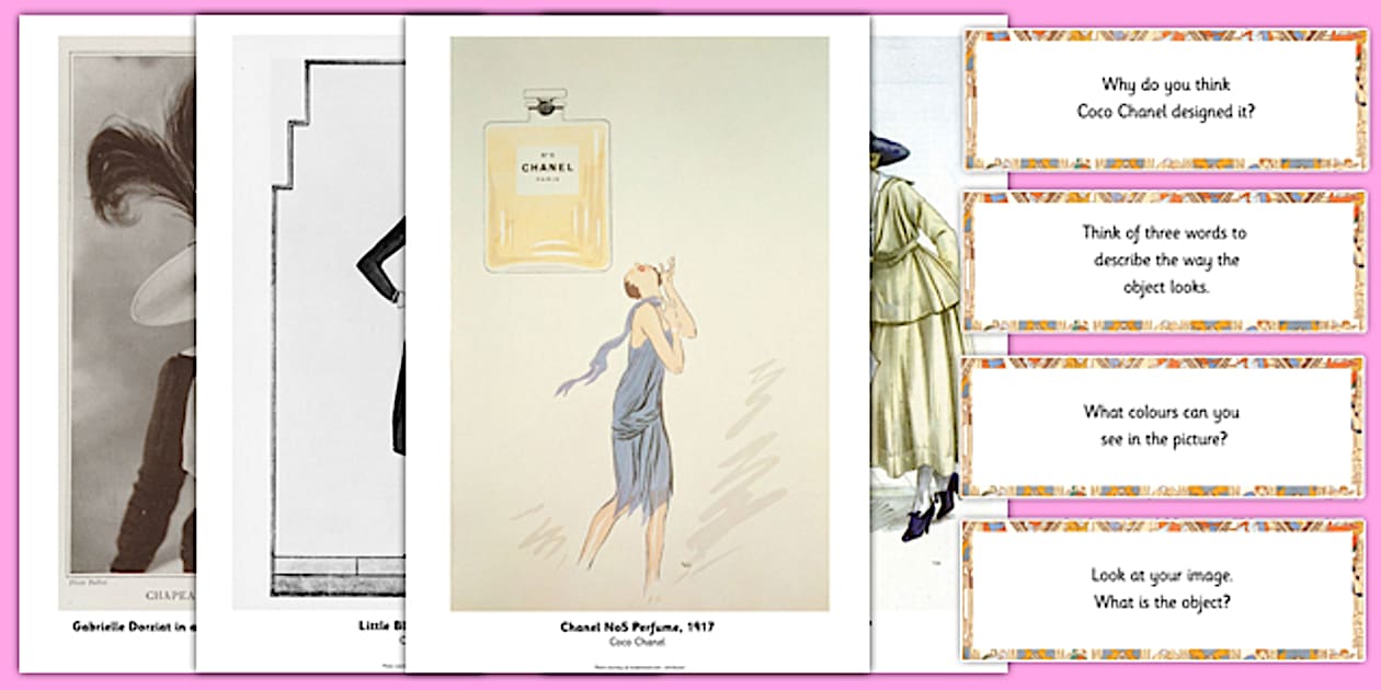 Cursive Coco Chanel Photopack and Prompt Questions - Twinkl