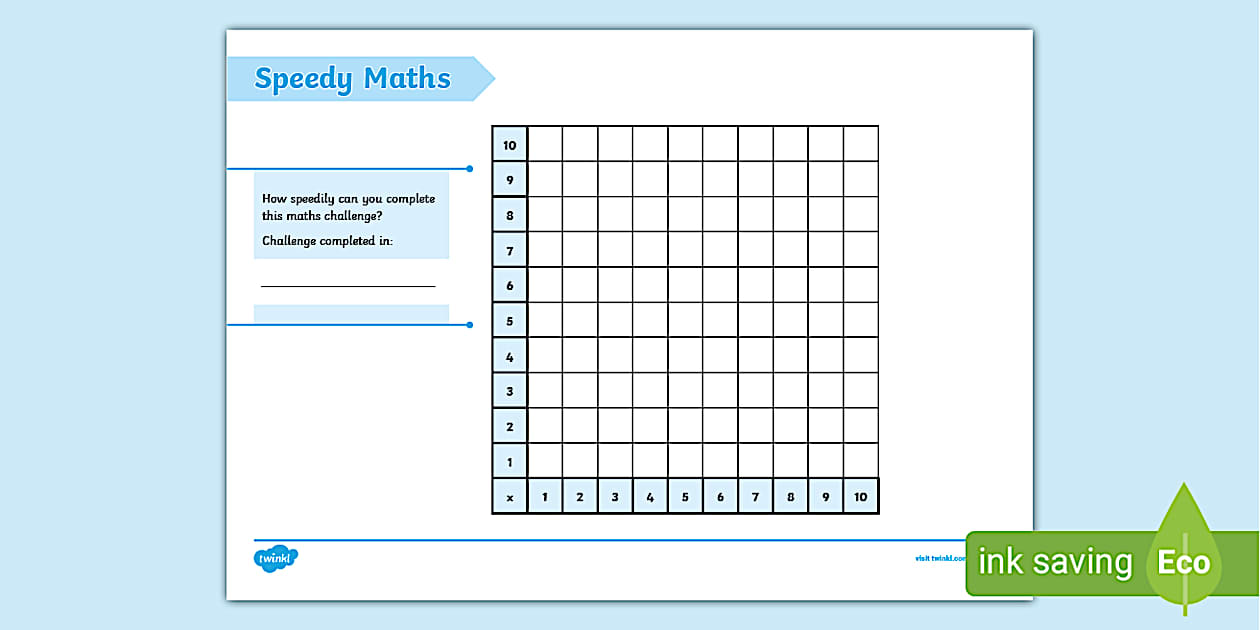 Speedy Maths Challenge Worksheet 1 (teacher made) - Twinkl