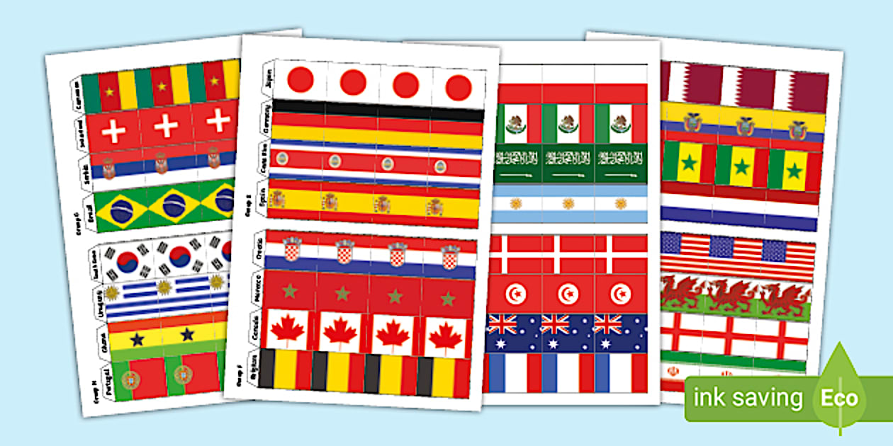 2022 Men's World Cup Country Flags Wristbands - Twinkl