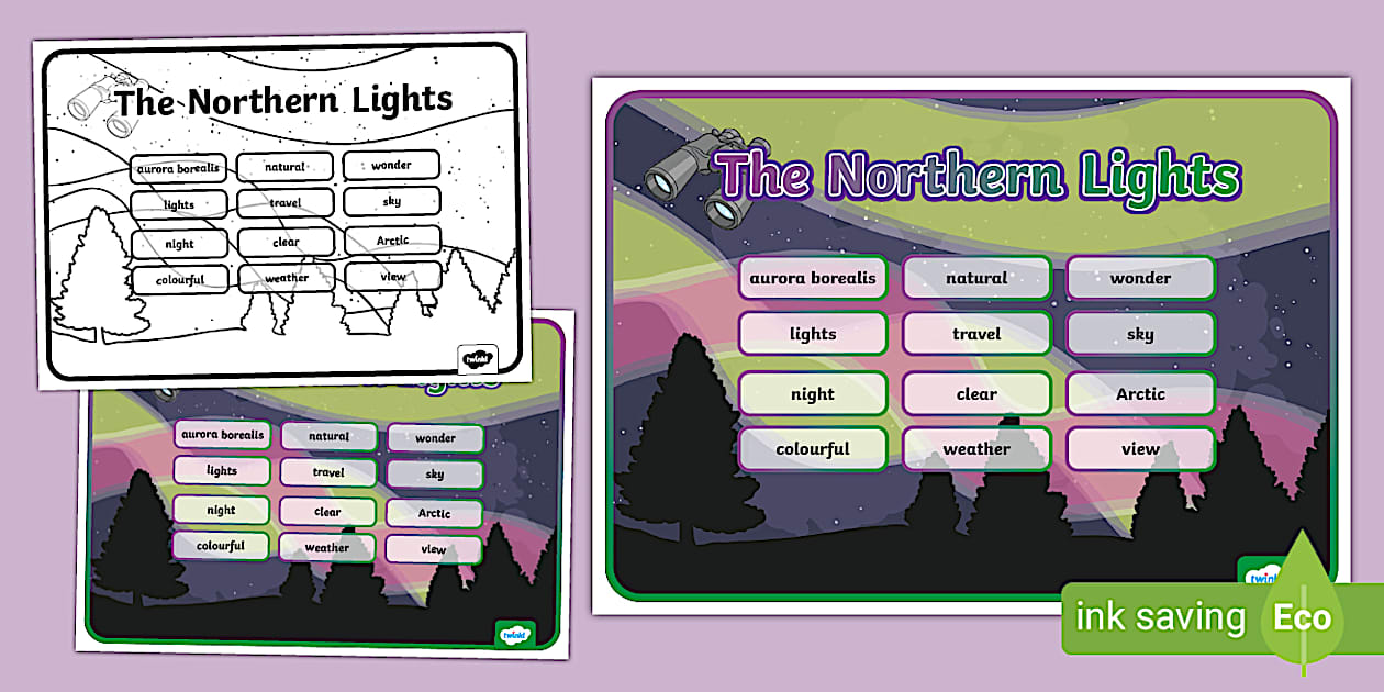 Northern Lights Word Mat (teacher made) - Twinkl