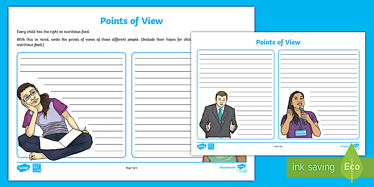 KS2 Points of View Worksheet / Worksheet - Twinkl