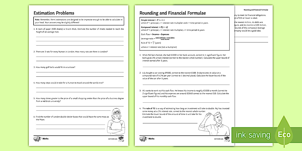 Estimation Worksheets | KS5 Maths | Beyond (teacher made)