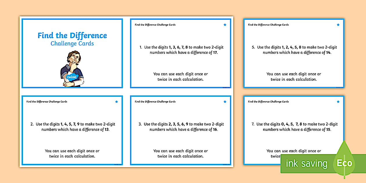 Editable Find the Difference Challenge Cards (teacher made)