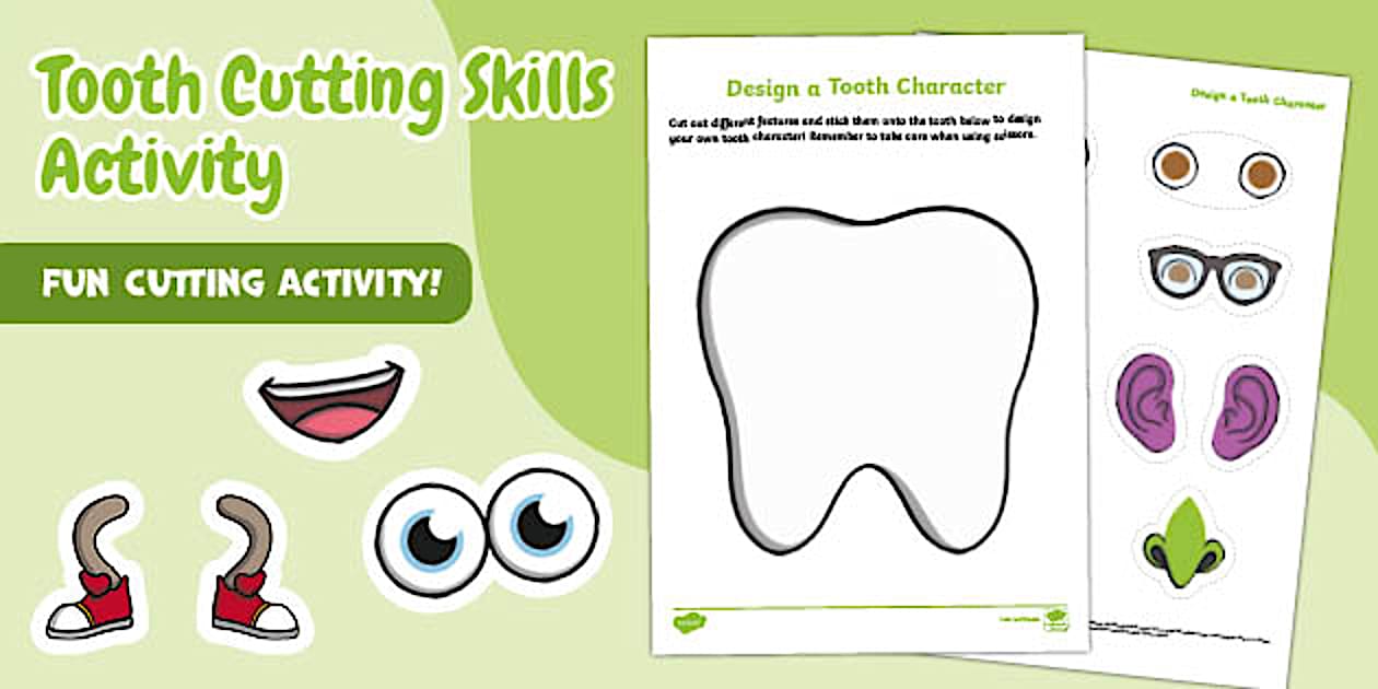Design a Tooth Character Cutting Skills Activity