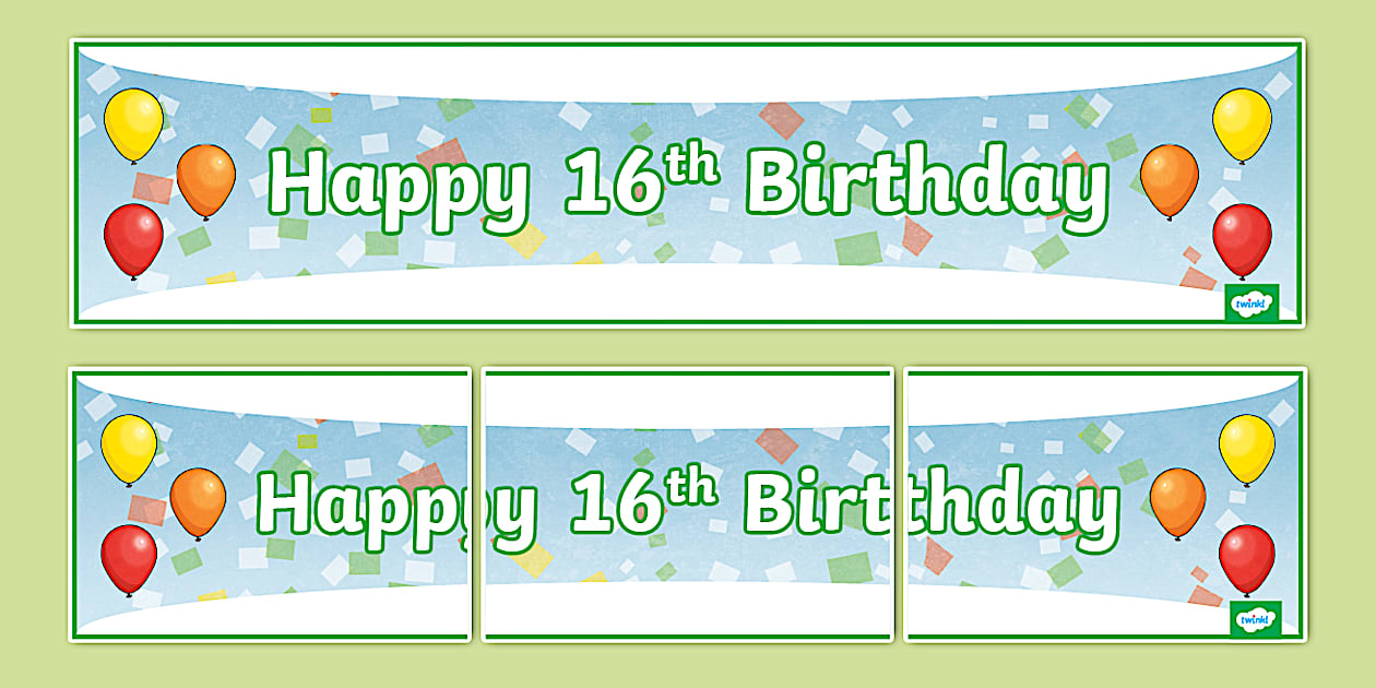 16th Birthday Display Banner (teacher made) - Twinkl
