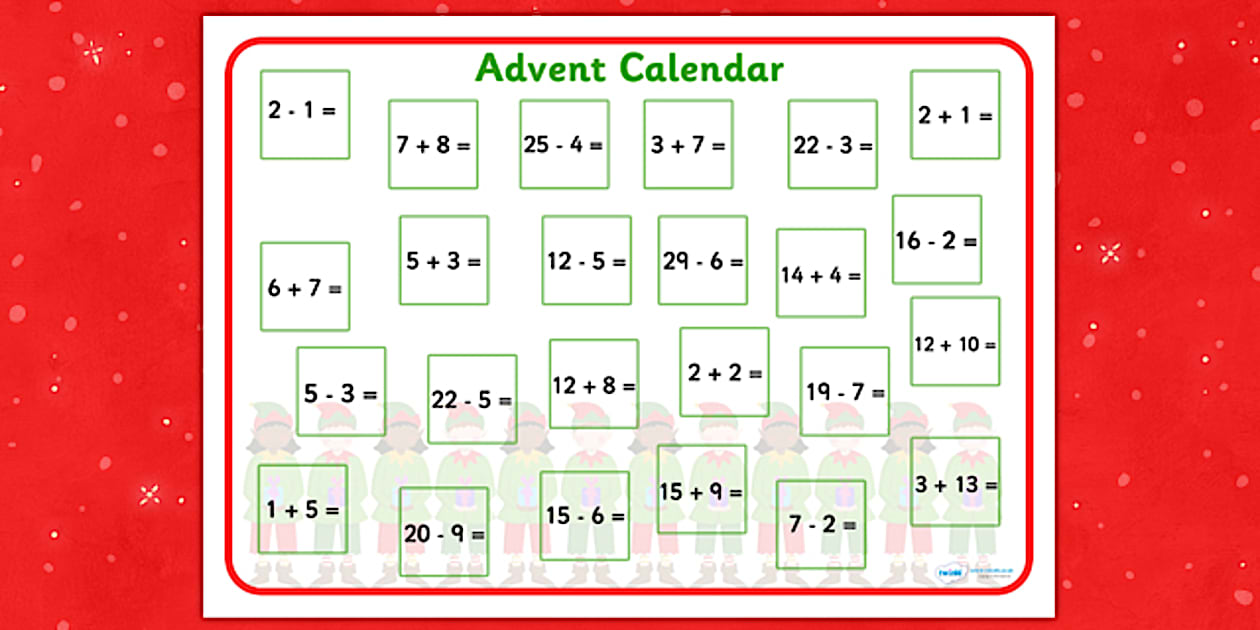 Addition and Subtraction Advent Calendar - Twinkl